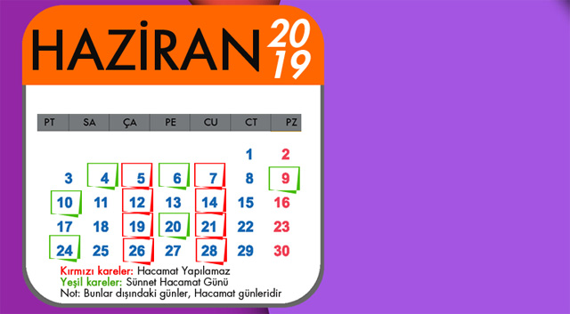 2019 Haziran Ayı Hacamat Takvimi – İslami Hacamat